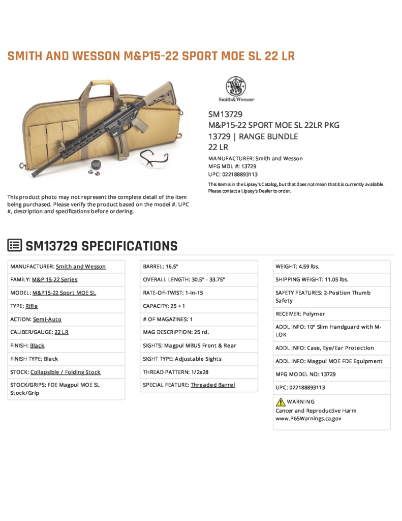 Smith & Wesson M&P15-22 Sport 22LR – FDE Range Bundle (Bag, Eyepro ...